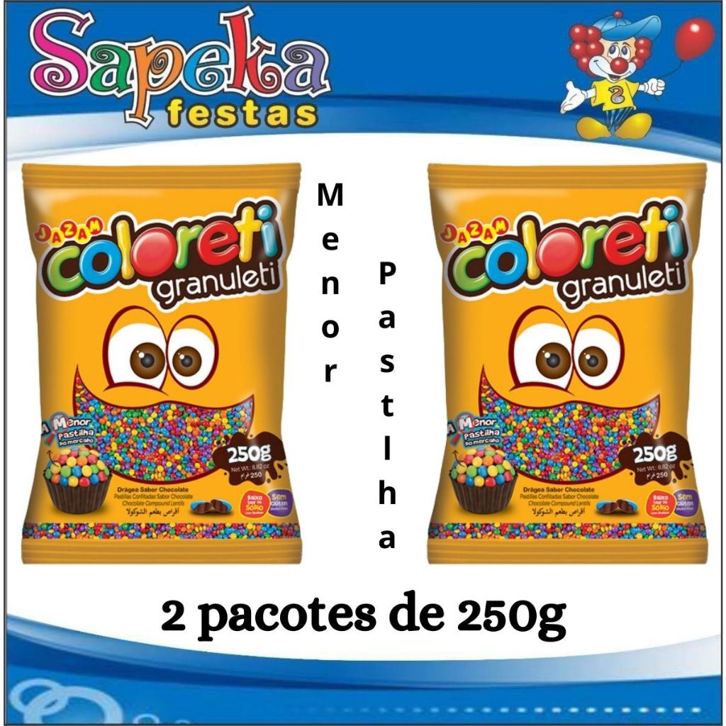 Kit 2 COLORETI GRANULETI COLORIDO 250G - JAZAM (2 pacotes) | Shopee Brasil