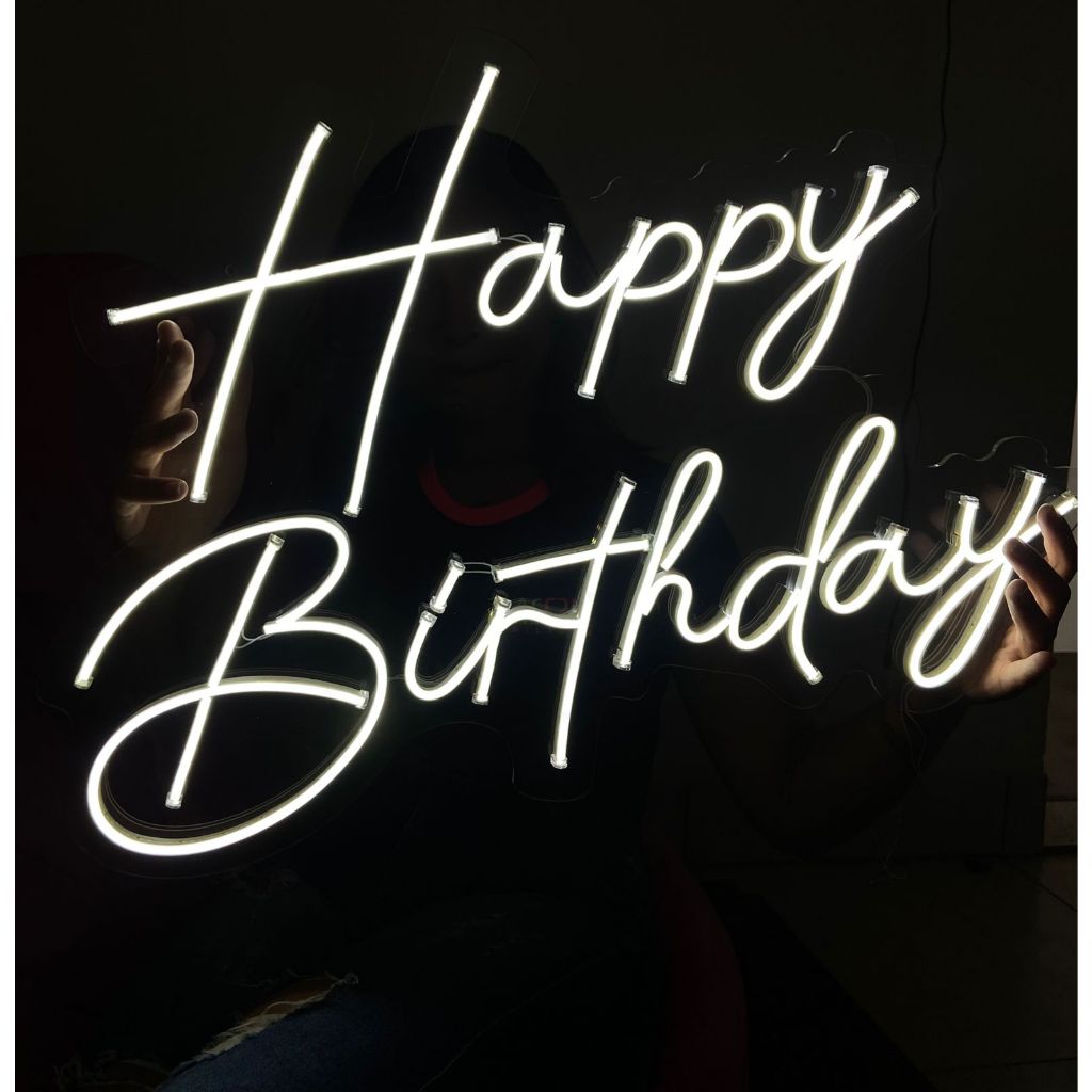 Painel Luminária Happy Birthday em LED Neon 60cmx43cm | Shopee Brasil