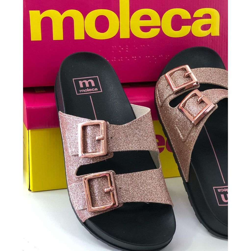 Sandália Papete Slide Feminina Birken Brilho Moleca Fivela | Shopee Brasil