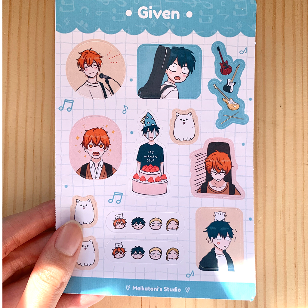 Cartela de adesivos de Given | Sticker sheet | Mafuyu | Uenoyama ...