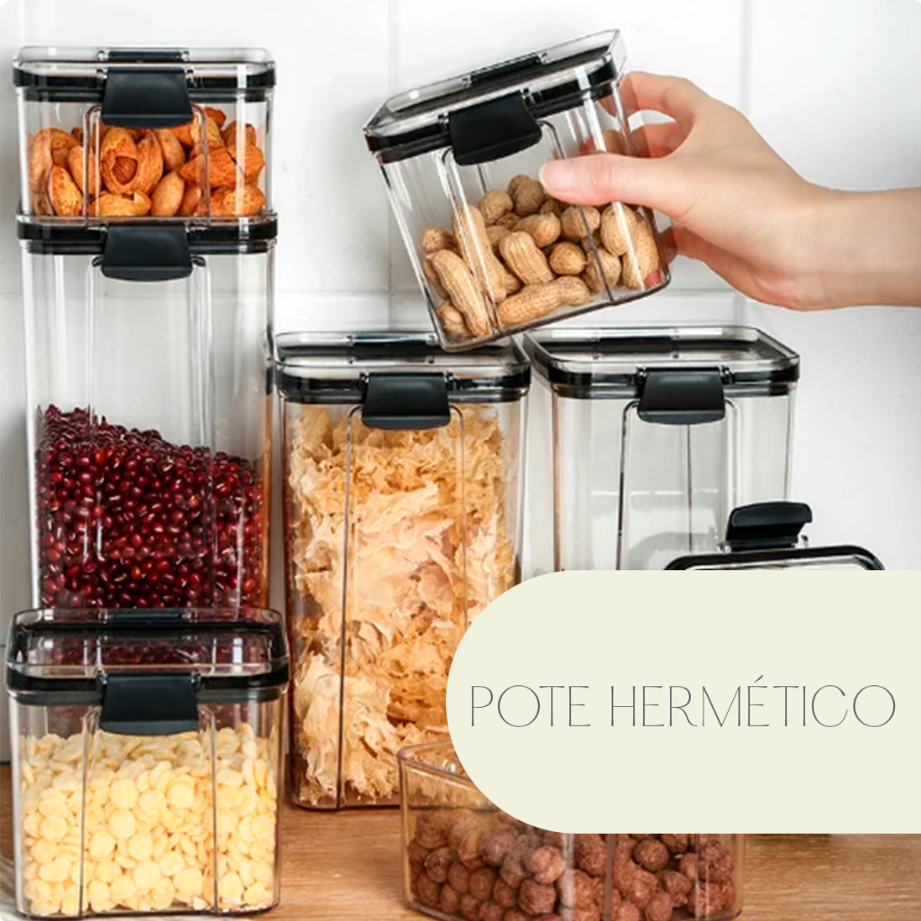 POTE HERMÉTICO PARA MANTIMENTOS ANTI UMIDADE E INSETOS. | Shopee Brasil