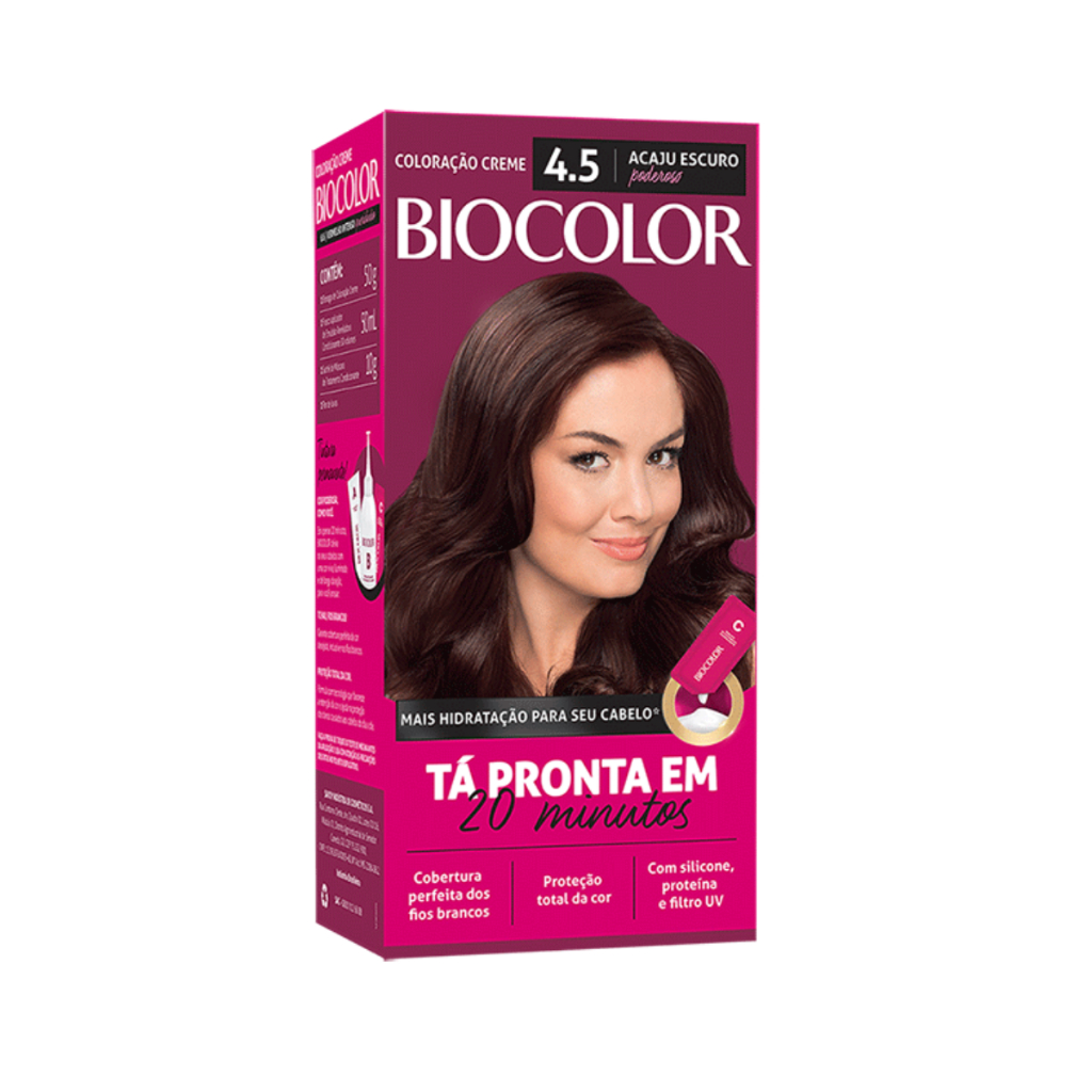 Mini Kit Tintura Creme Biocolor Acaju Escuro Poderoso 4.5 | Shopee Brasil