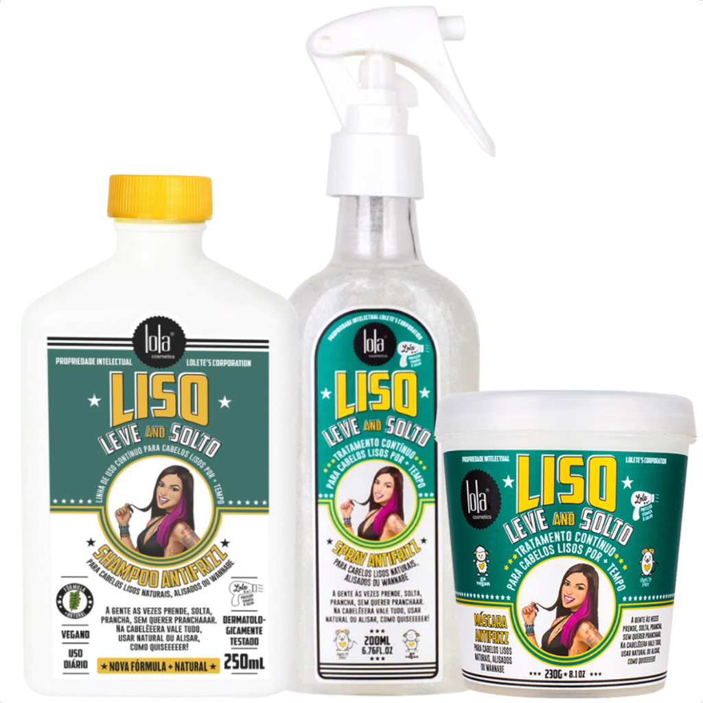 KIT ANTIFRIZZ LISO. LEVE AND SOLTO SHAMPOO, MASCARA E SPRAY LOLA ...