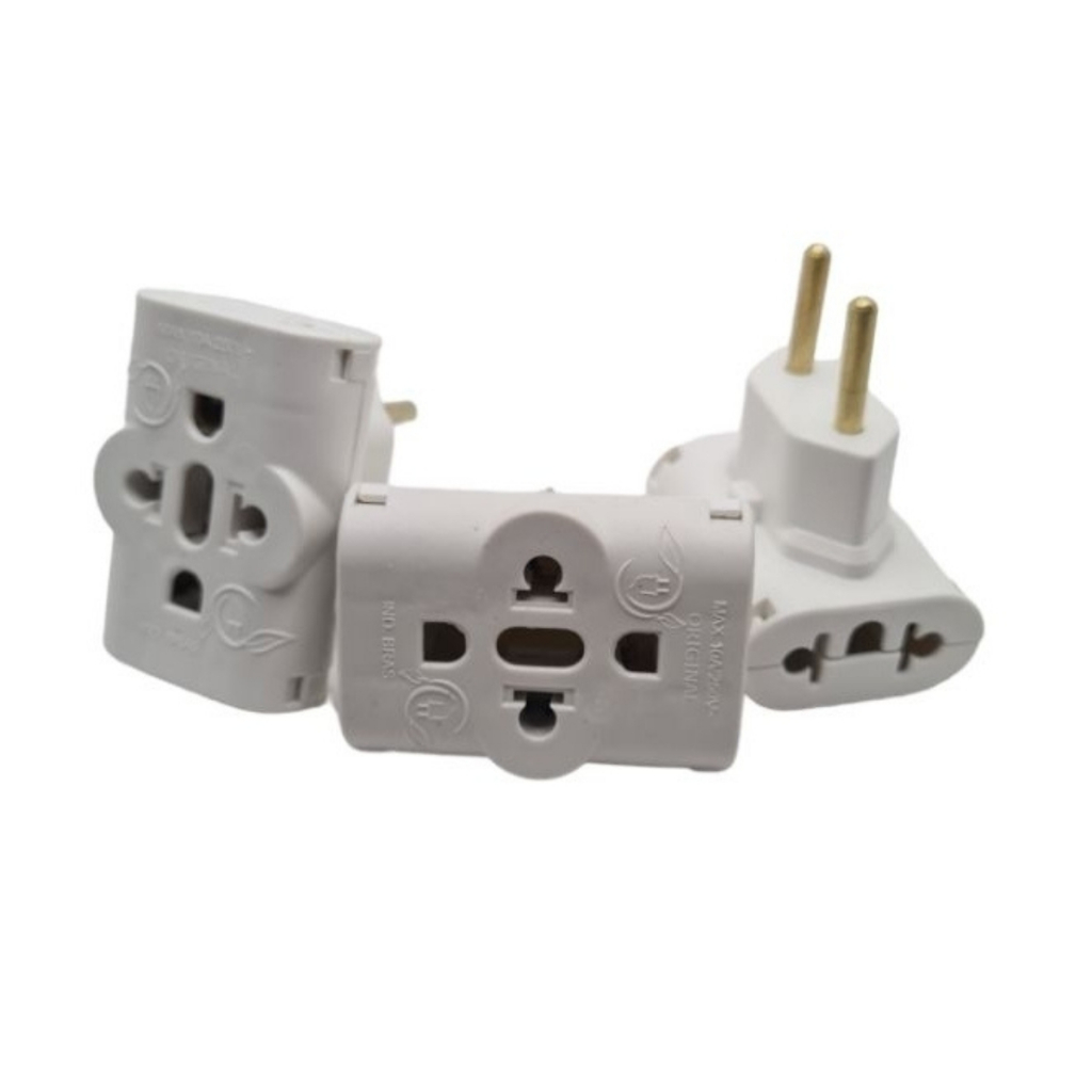 Kit 5 Adaptador De Tomada Plug T Benjamin Comum 3 Entradas | Shopee Brasil