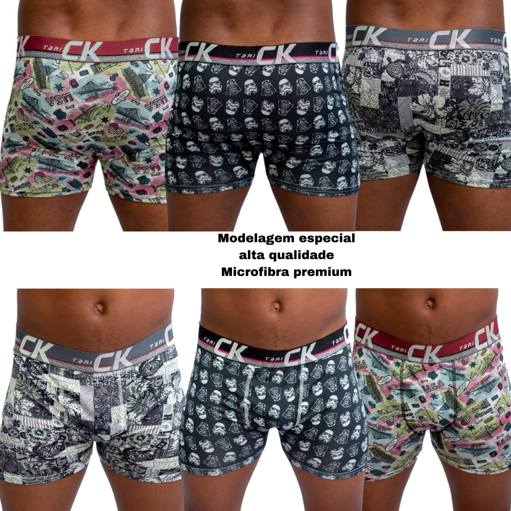 kit 3 Cueca Box Masculino Microfibra Linha PREMIUM - ENVIO DE ESTAMPAS ...