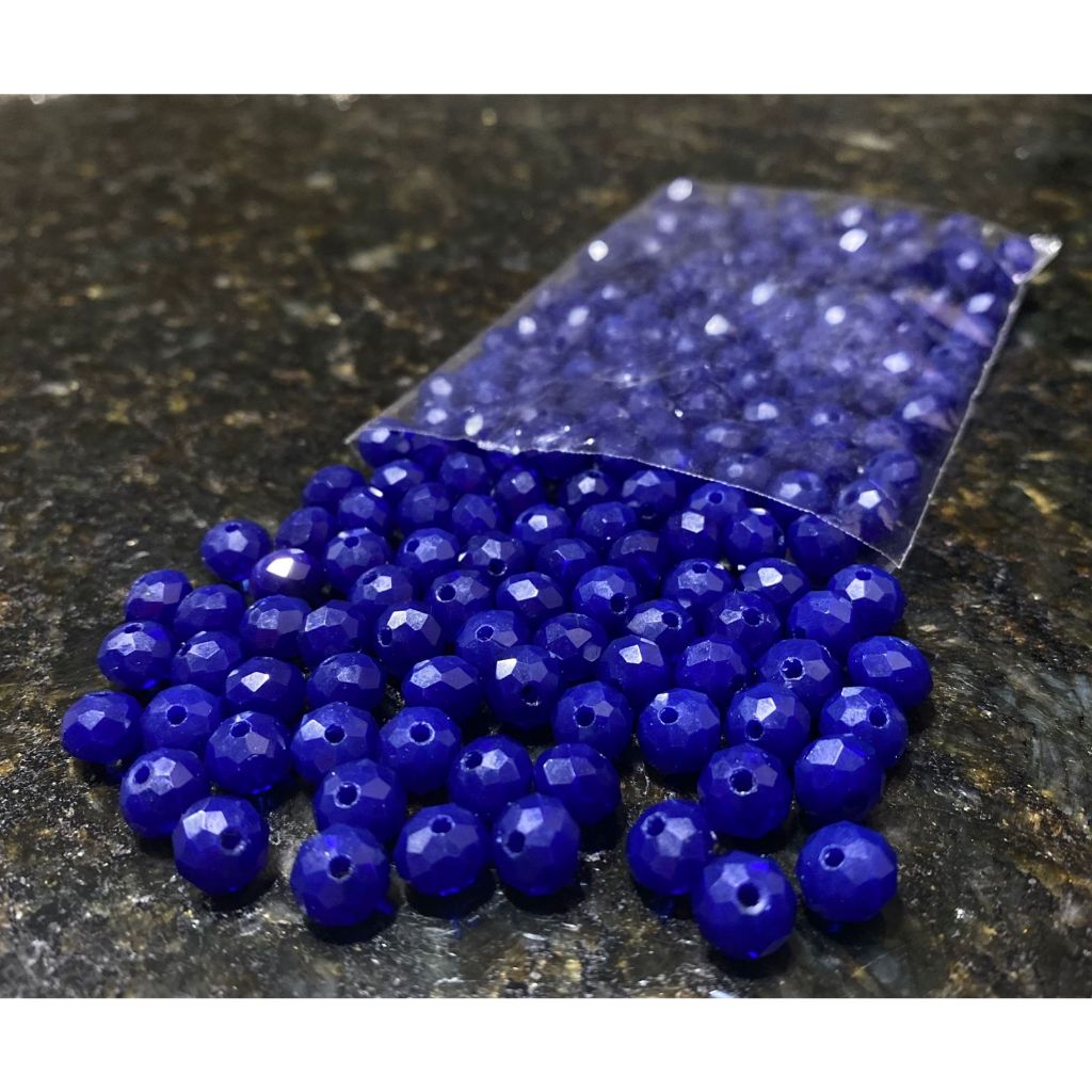 200 Missangas cristal 8mm Azul escuro leitoso Guia umbanda candomblé ...