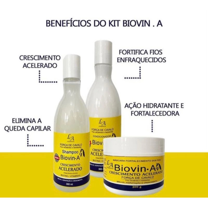 Kit Crescimento Acelerado Biovin-A Força de Cavalo Shampoo ...