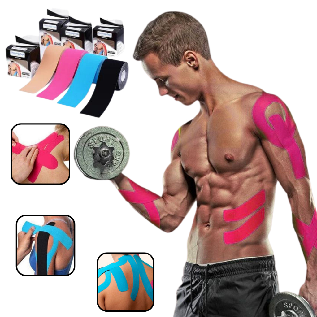 Fita Bandagem Adesiva Kinesio Tape Fisioterapia Funcional Muscular Academia | Shopee Brasil