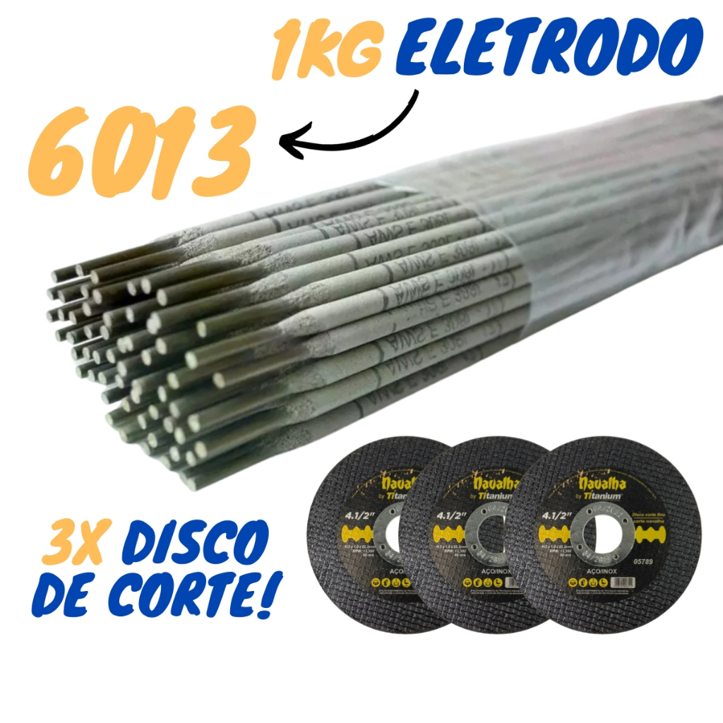 1kg Eletrodo 6013 de 2,50mm + 3 Discos Corte 4.1/2" - Soldaforte ...