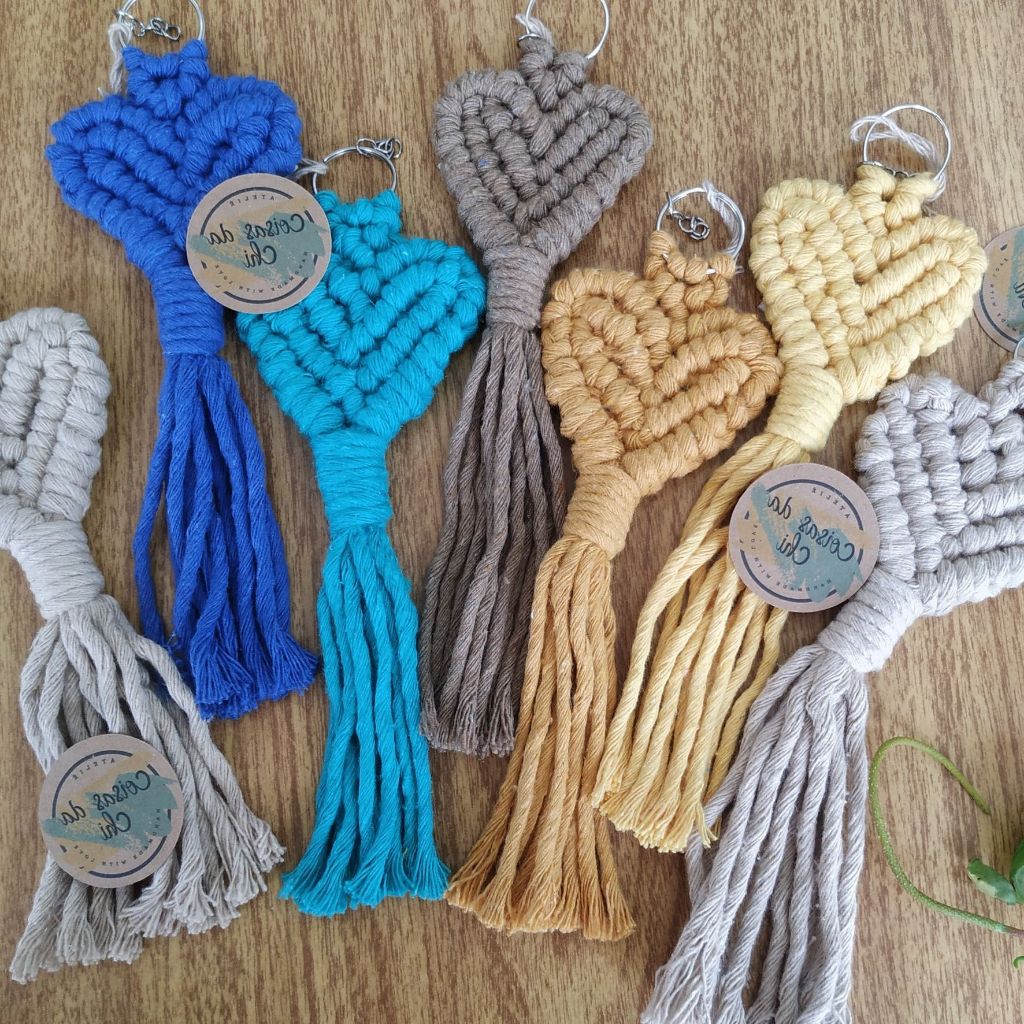 Kit 5 Chaveiros Lembrancinha Coração Macrame | Shopee Brasil