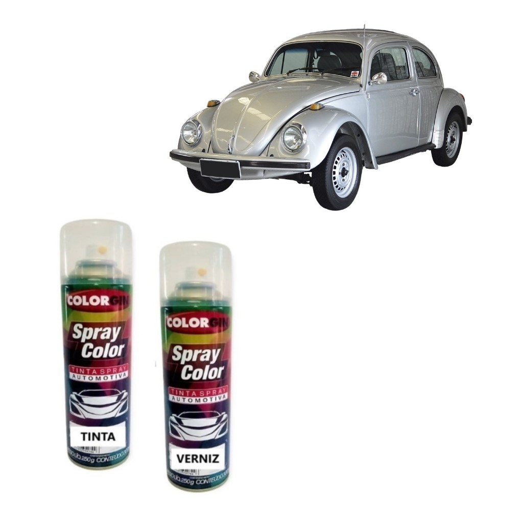 Kit Tinta Automotiva Spray Prata Continental VW + Verniz Colorgin ...