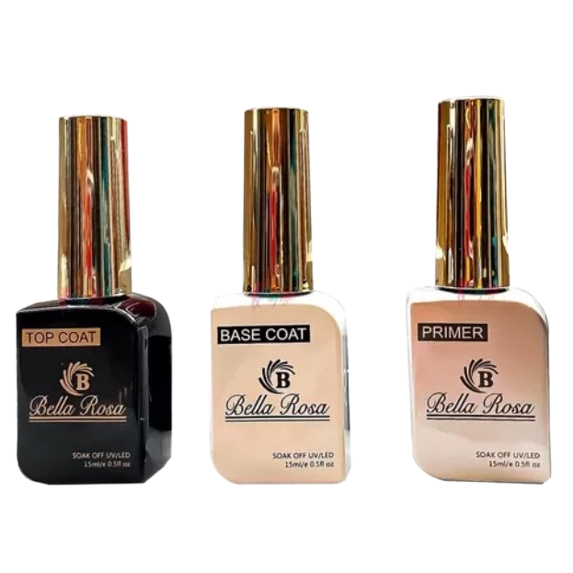 Kit Preparadores de Unha em Gel Primer Top Coat Base Coat Bella Rosa Kit Top Coat Manicure ...