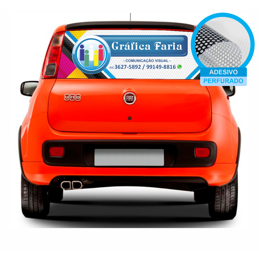 Adesivo Perfurado Para Vidro Traseiro De Carro Personalizado Com sua Logo ou Arte - Palio ...