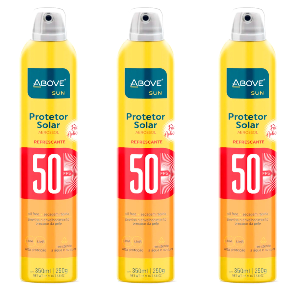 KIT 3 Protetor Solar Spray Above Fps 50 - 350ml/250g | Shopee Brasil