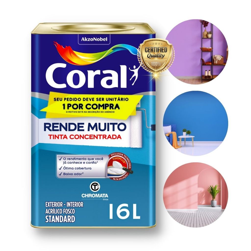 Tinta Coral Rende Muito Acrílico Fosco 16 LITROS /18 LITROS - Cores ...