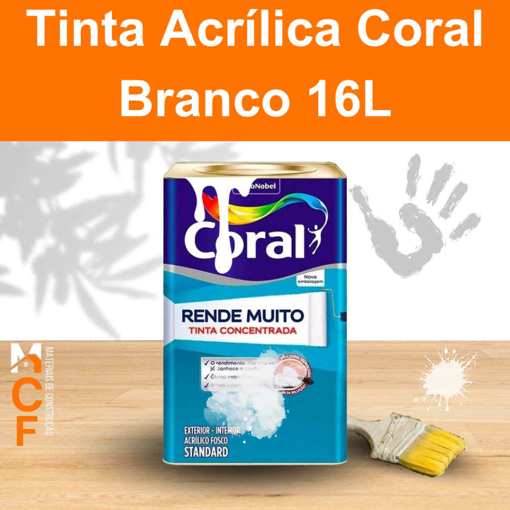 Tinta Acrílica Fosco Standard Rende Muito 18 Litros Branco Gelo Coral ...