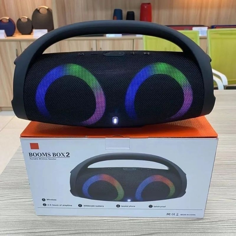 Caixa de Som Portátil Bluetooth Boombox 2 Iluminação LED RGB | Shopee ...