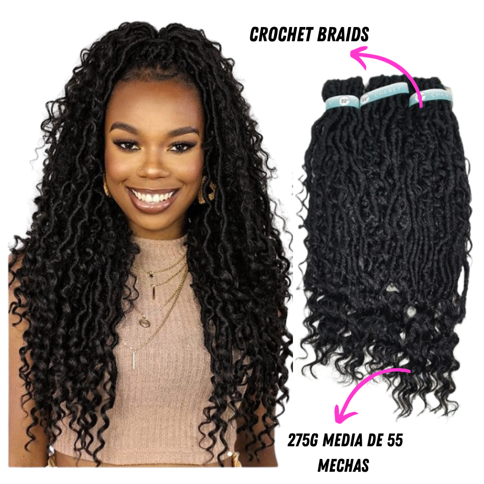 Cabelo Faux Locs Crochet Braids e Boho locs 270G com 60 mechas 65cm ...