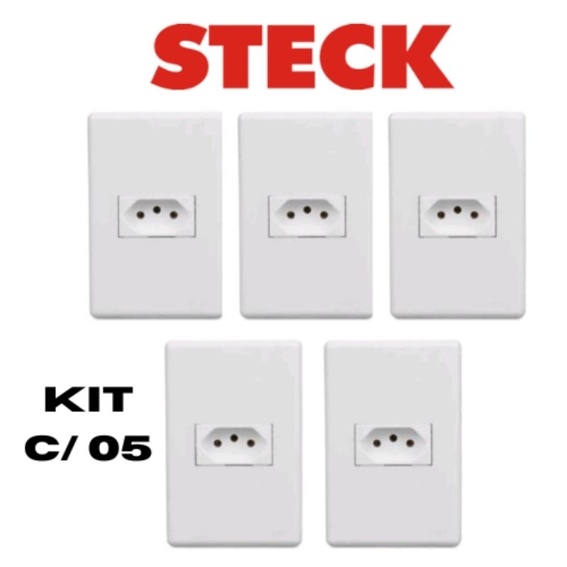 KIT 05 Tomadas 2p+t 10a Horizontal - Stella - Steck | Shopee Brasil