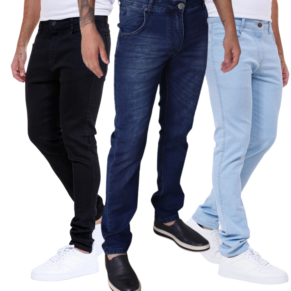 Kit 2 Calças Jeans Masculina Slim Original Elastano Shopee Brasil