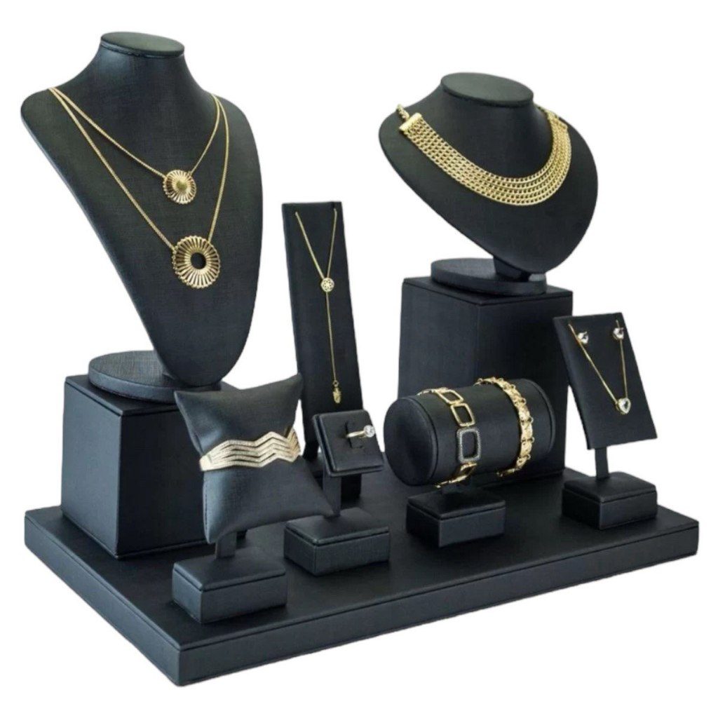 Kit Expositor de joias courino Luxo Display vitrine para joias e semijoias | Shopee Brasil