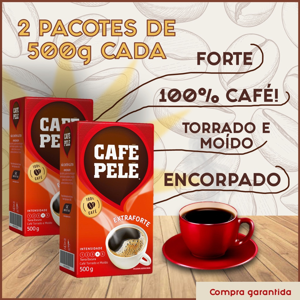 Café Pelé à Vácuo EXTRA FORTE (2 PACOTES DE 500g cada) | Shopee Brasil