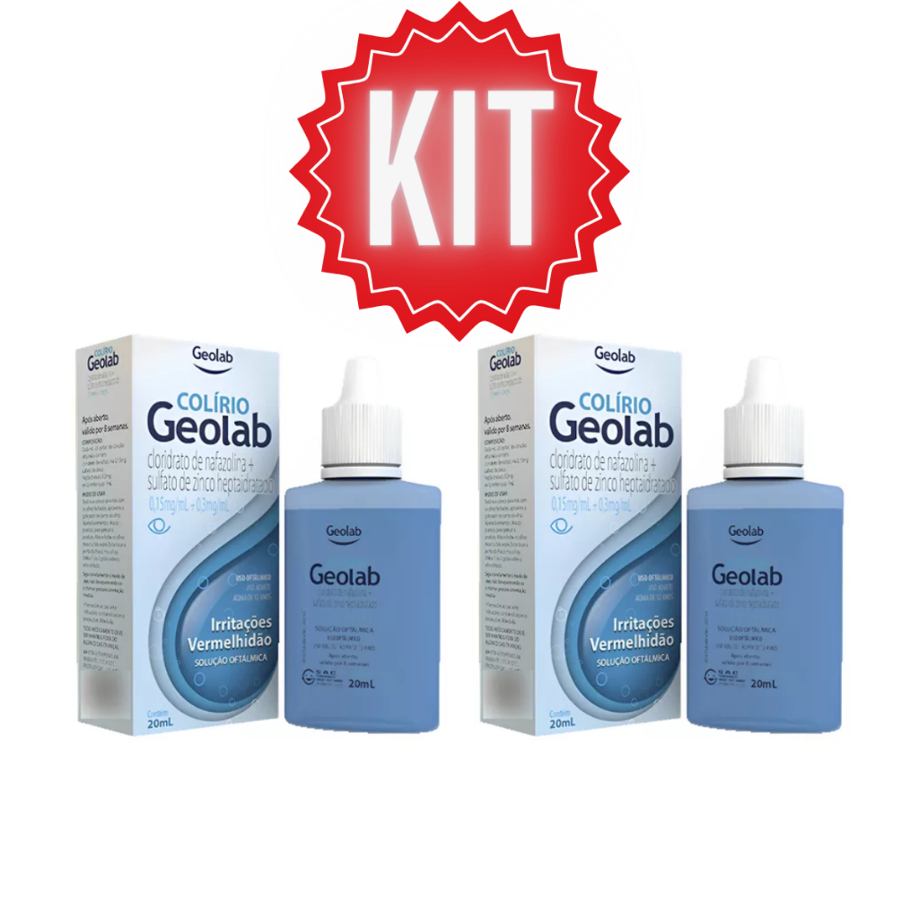 COLÍRIO GEOLAB KIT COM 2 UNIDADES IRRITAÇÕES E VERMELHIDÃO 20ML SOLUÇÃO ...