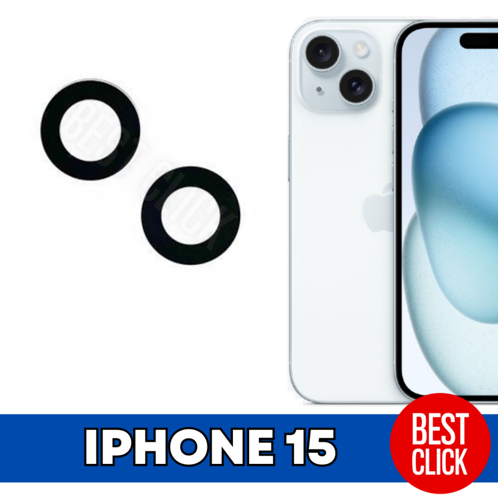 Lente De Vidro Para Câmera Traseira IPHONE 15 / IPHONE 15 PLUS / IPHONE ...