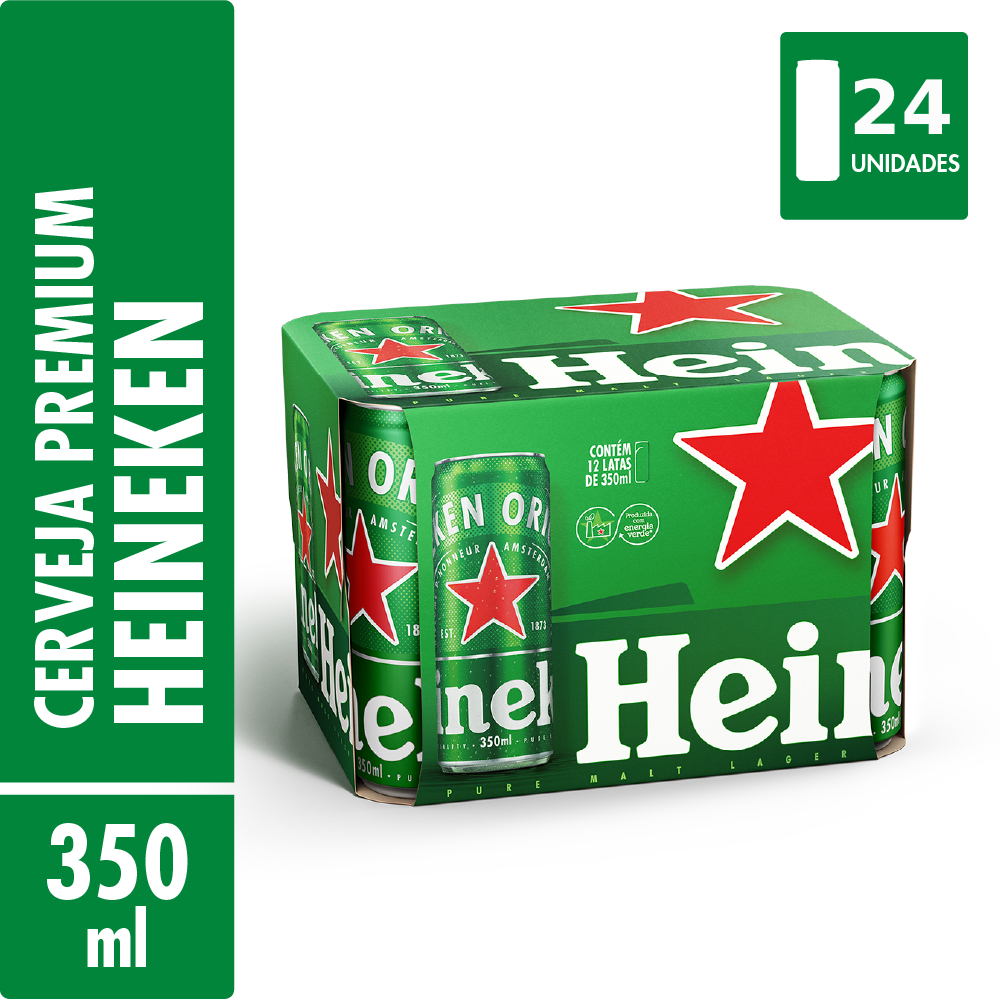 Cerveja Heineken Lata 350ml - Pack 24 Unidades | Shopee Brasil