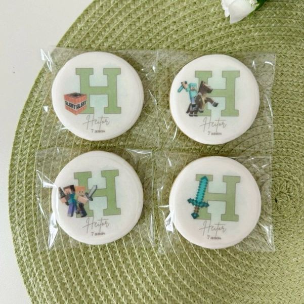 Biscoito personalizado Lembrancinha Aniversário Tema Minecraft 10 und ...