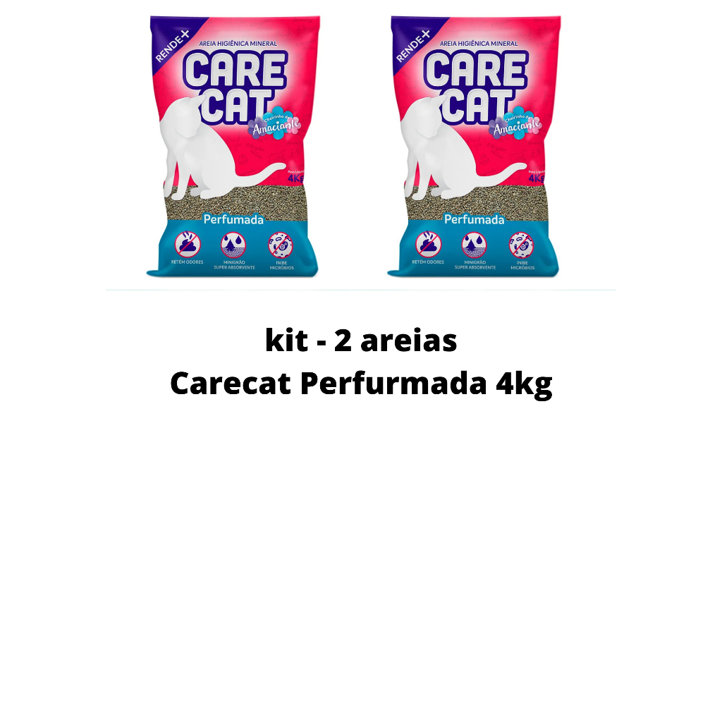 KIT 2 AREIA HIGIENICA PERFUMADA CARECAT PARA GATOS 4 KG | Shopee Brasil