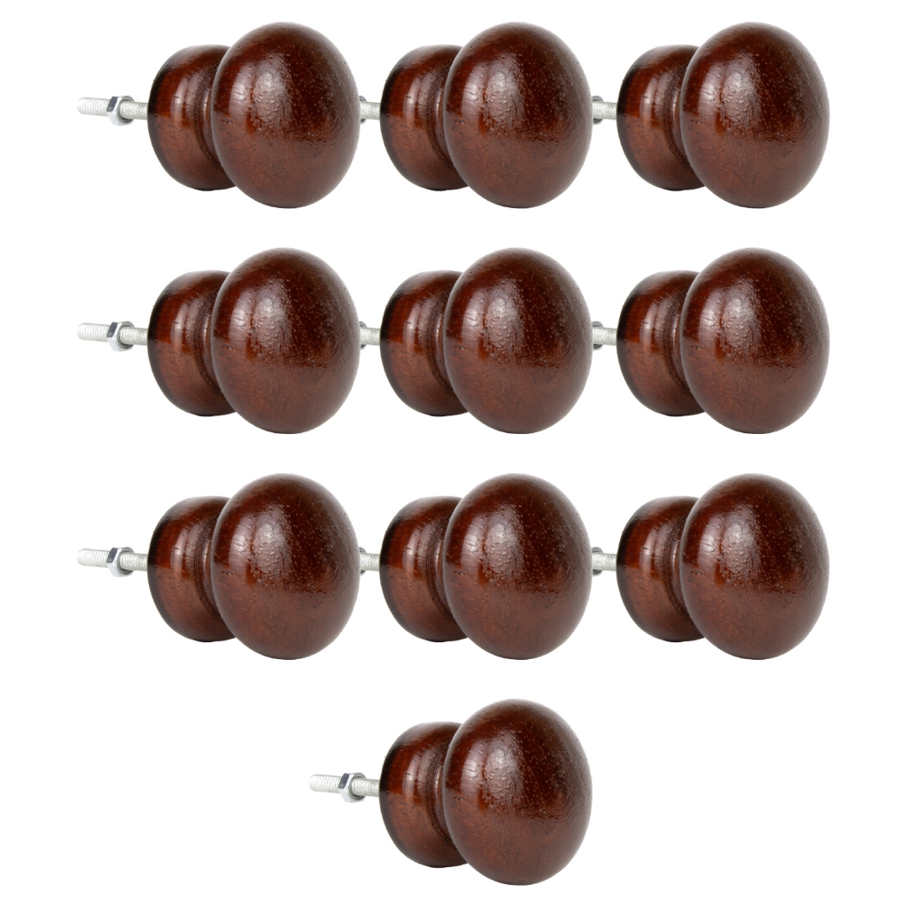 KIT 10 COR MOGNO PUXADORES OVAL DE MADEIA PARA ARMÁRIOS, CRISTALEIRAS ...