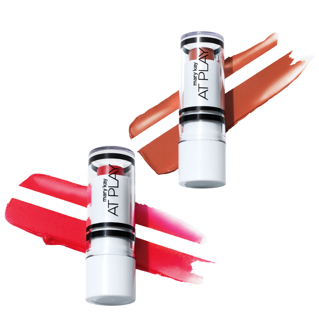 Kit com 02 batons Mary Kay Bálsamo Labial com Cor At Play® na cores Red ...