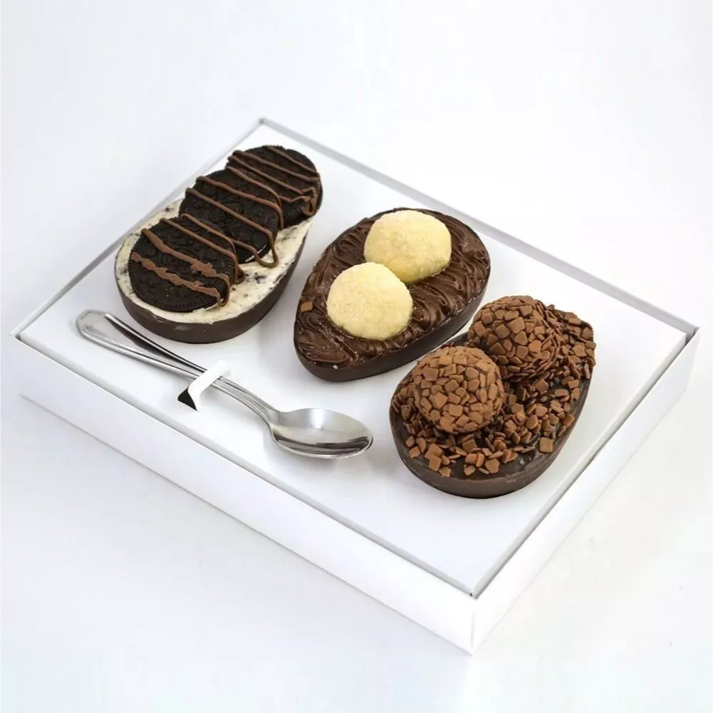 10 Caixas Ovo De Colher Trio 100 /150g Colorida Páscoa | Shopee Brasil