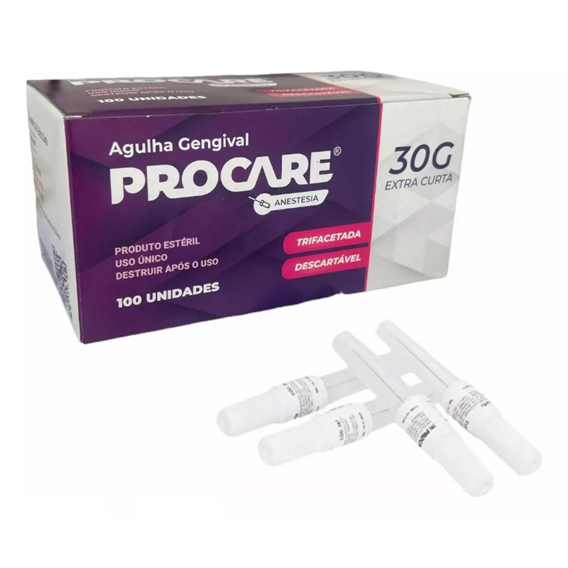 AGULHA GENGIVAL 30G EXTRA- CURTA - CAIXA COM 100 UNIDADES - PROCARE ...