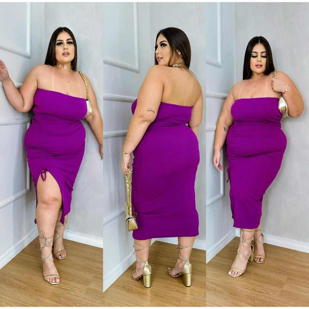 Vestido Plus Size Curto Franzido Lateral Bojo Moda Gringa | Shopee Brasil