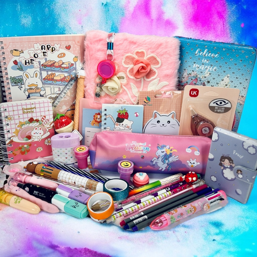 Caixa Kit Surpresa Papelaria Fofa Papelaria Kawaii Vários Tamanhos com ...