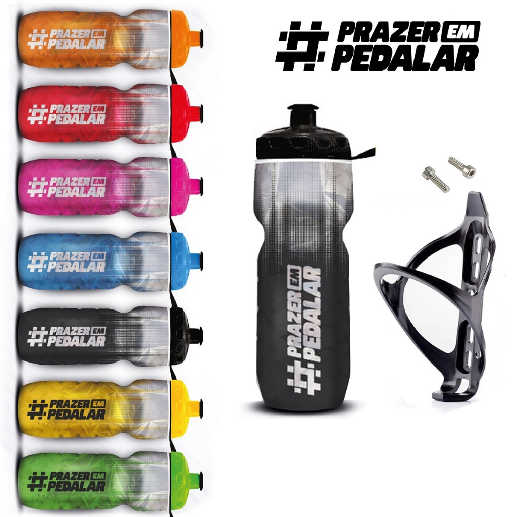 Kit Bike Suporte + Garrafa Caramanhola Squeez Termica 600ml - Faz a Boa!