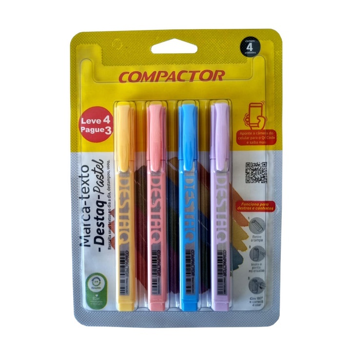 Kit Caneta Marca Texto Pastel Colorido Compactor Destaq | Shopee Brasil