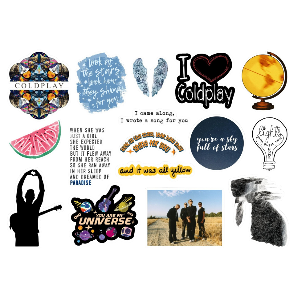 COLDPLAY - CARTELA DE ADESIVOS (com ou sem recorte - para destacar ou ...