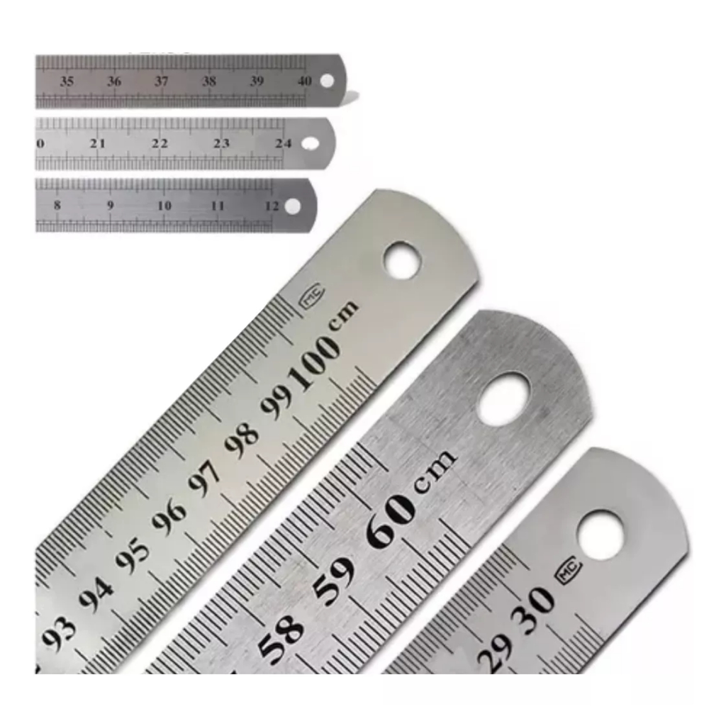 Régua Aço Inox Metal Medidas Em Centímetros E Milímetros - 3 tamanhos ...