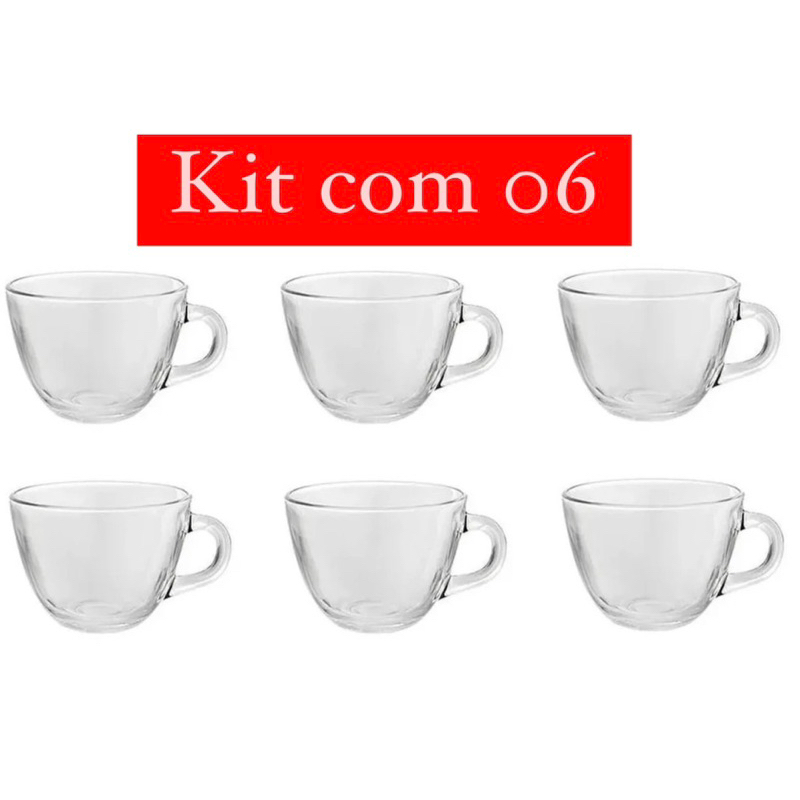 Jogo De Xícaras De vidro Para Chá e Café 218ml sem pires | Shopee Brasil