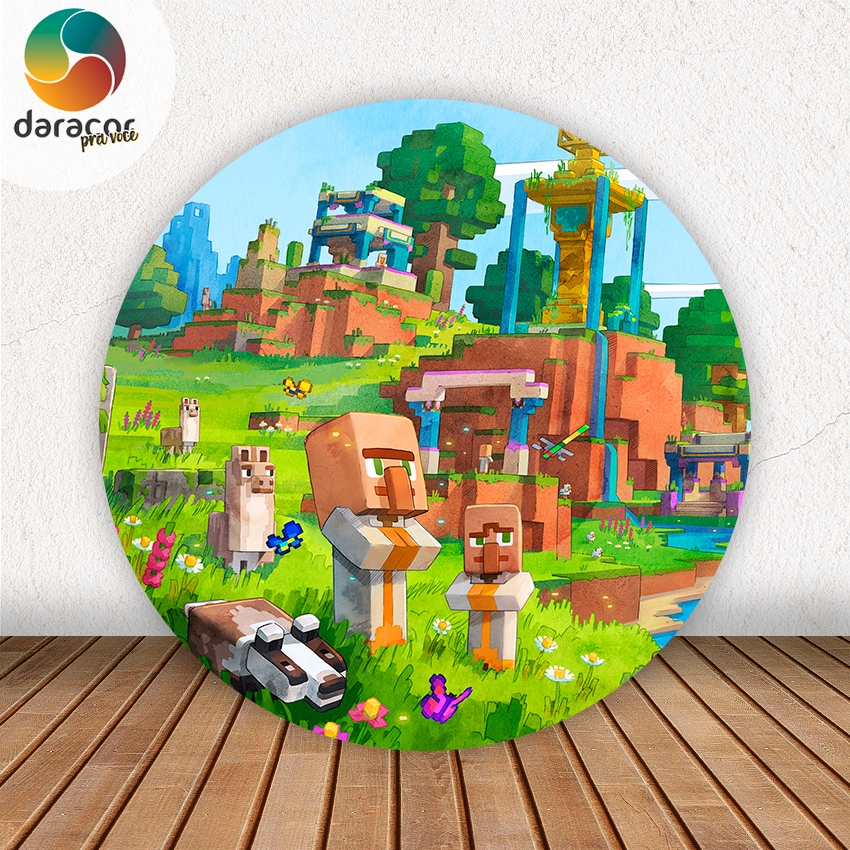 Painel Redondo Minecraft 1,50x1,50 C/Elastico | Shopee Brasil