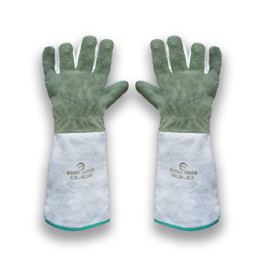 Luva De Raspa Couro Punho 20cm Epi Cano Longo Petroleira / Proteção ...