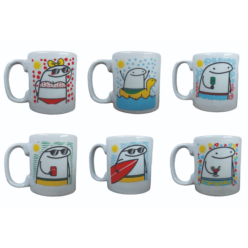 Caneca de Porcelana - Kit Flork Praia - 6 Peças | Shopee Brasil