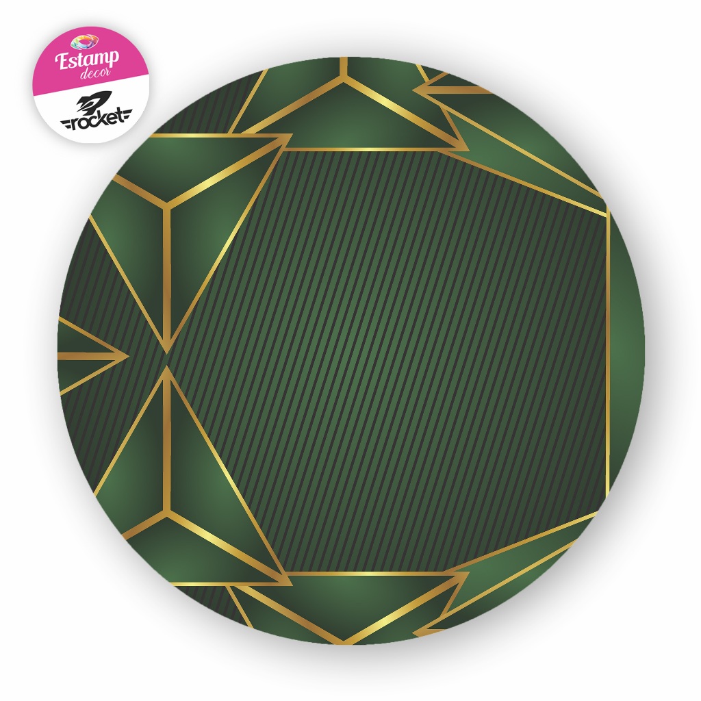 Painel GEOMÉTRICO VERDE, Redondo Microfibra Premium 150x150 C/ elástico ...