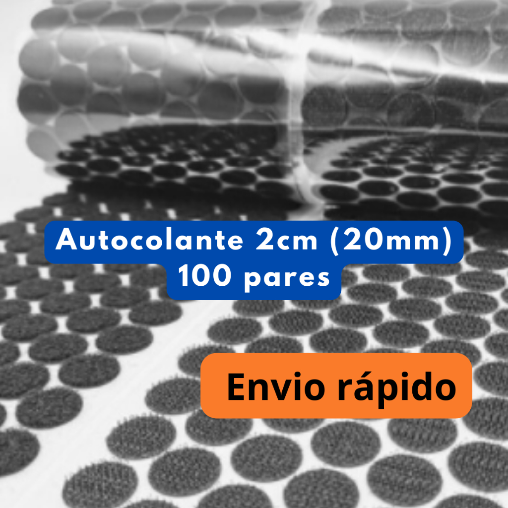 100 pares Fecho de Contato de velcro Adesivo Autocolante Redondo 2cm ...