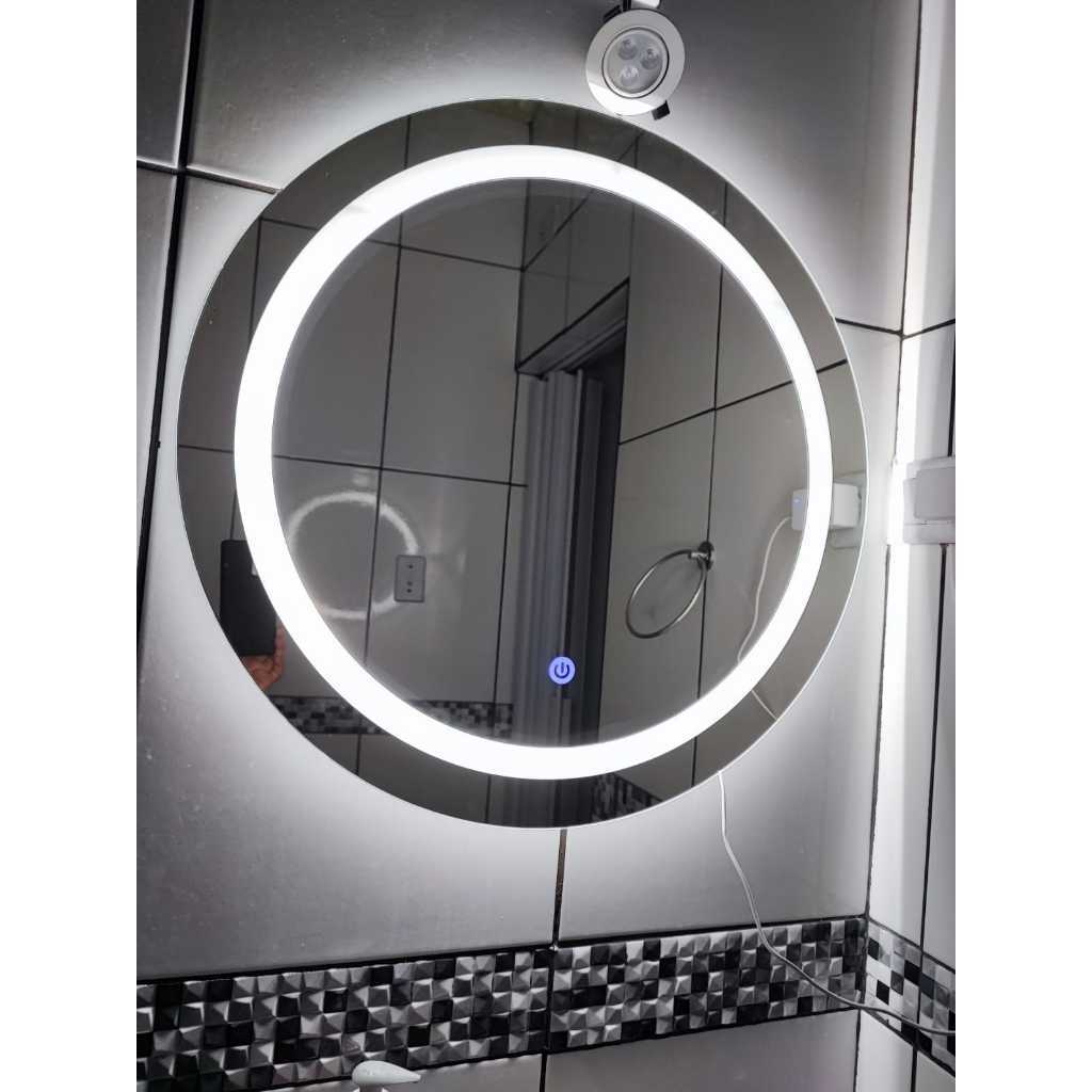 Espelho LED redondo PREMIUM camarim jateado TOUCH com DIMMER | Shopee Brasil