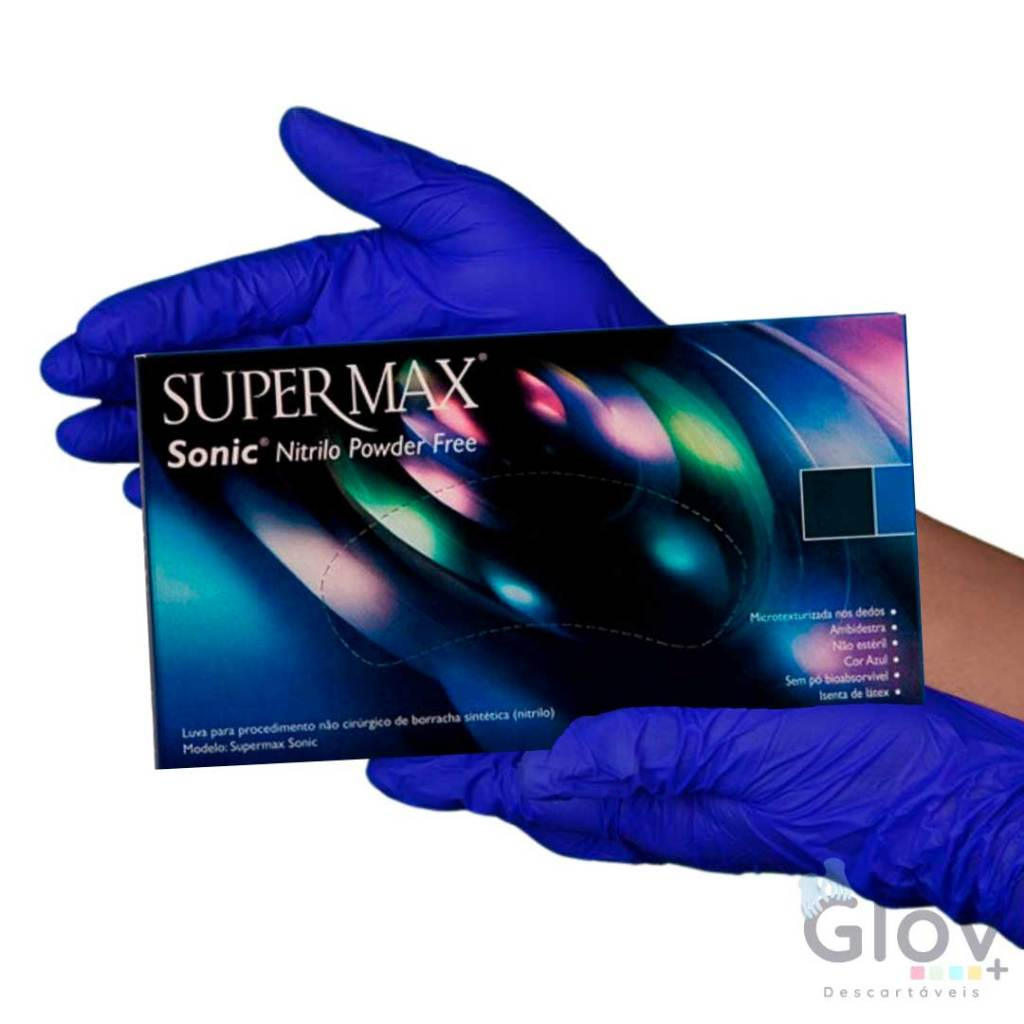 Luva Nitrílica Sonic Sem Pó Caixa com 100 Unidades - SuperMaX | Shopee Brasil