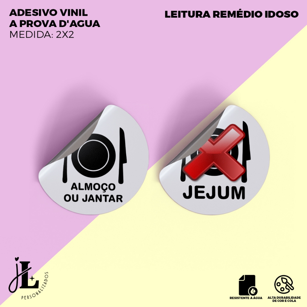 Kit 100 Adesivos Vinil Leitura Remédio Idoso | Receituário Dia Noite ...